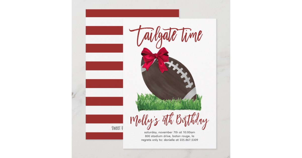 Tailgate Time Girl Football Birthday Invitation | Zazzle