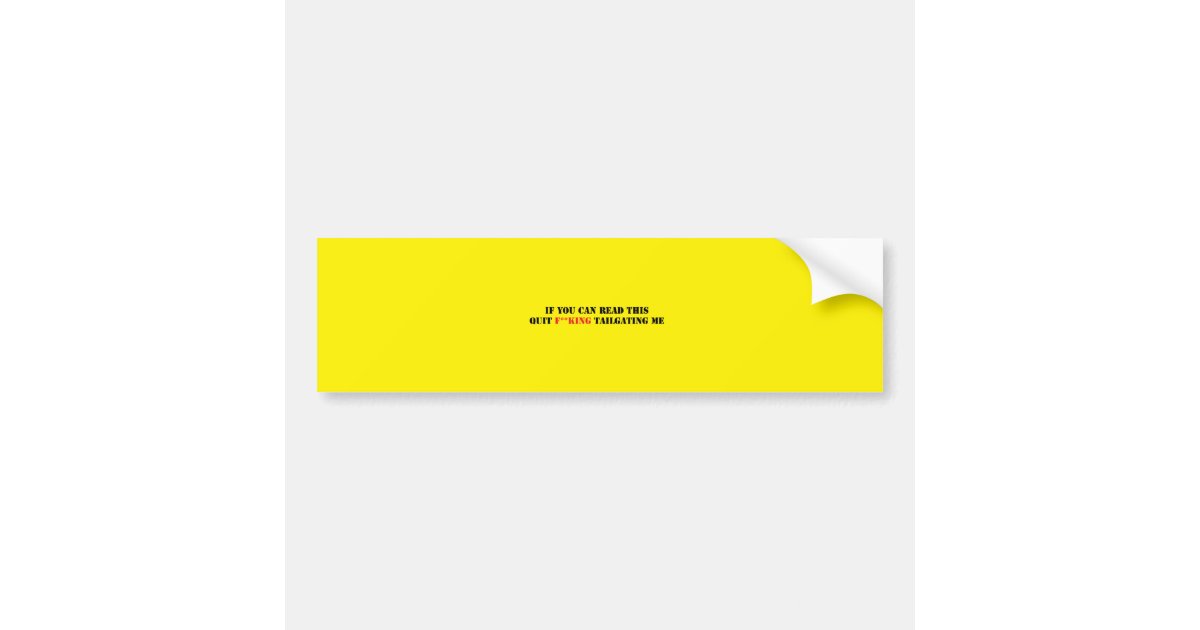 Tailgating Bumper Sticker | Zazzle