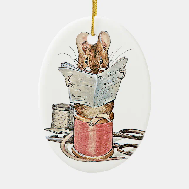 Tailor Mouse on Spool of Thread Ceramic Ornament | Zazzle