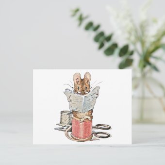 Tailor Mouse on Spool of Thread Postcard | Zazzle
