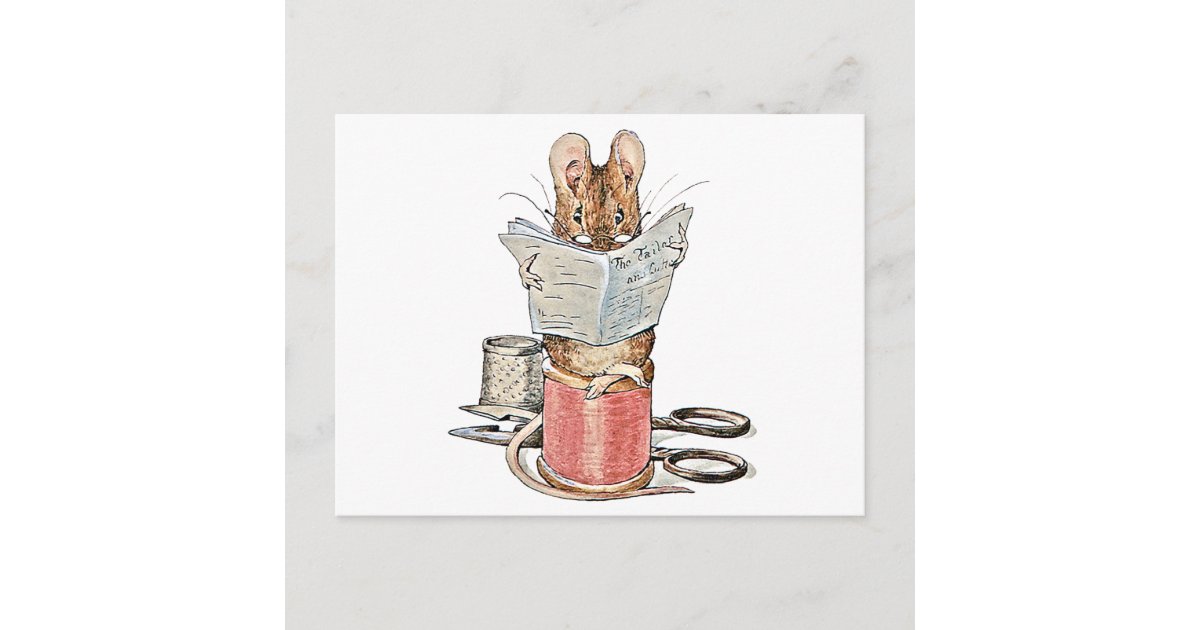 Tailor Mouse on Spool of Thread Postcard | Zazzle