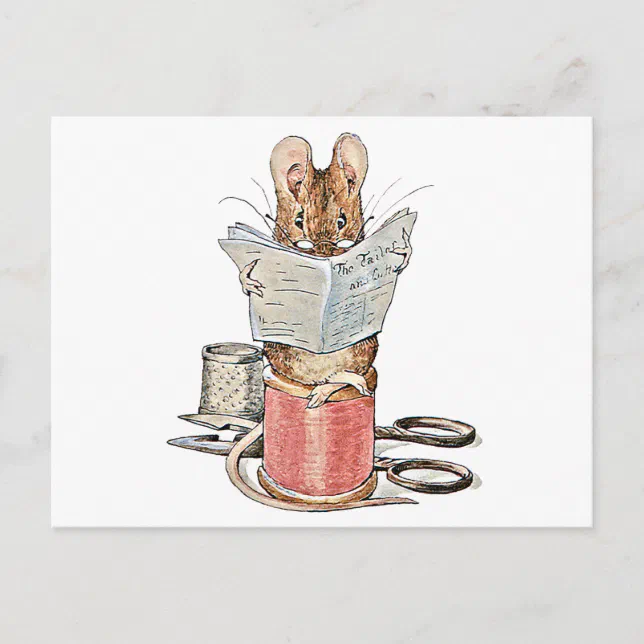 Tailor Mouse on Spool of Thread Postcard | Zazzle