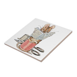 Tailor Mouse on Spool of Thread Tile | Zazzle