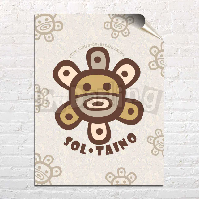 Taino Sun Puerto Rico Wall Art Download Poster | Zazzle