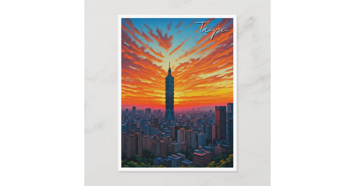 Taipei 101 Taiwan Sunset Postcard | Zazzle
