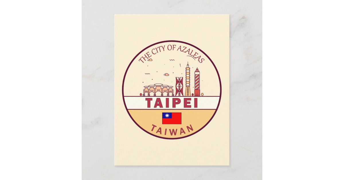Taipei Taiwan City Skyline Emblem Postcard | Zazzle