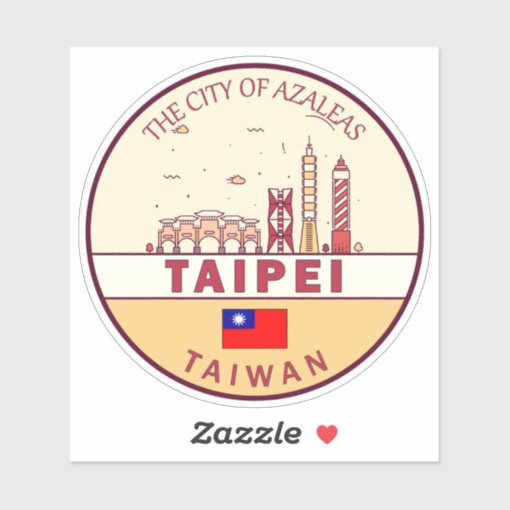 Taipei Taiwan City Skyline Emblem Sticker | Zazzle