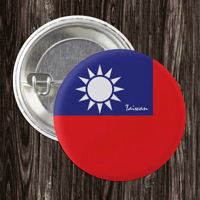 Taiwan button, patriotic Taiwanese Flag fashion Button | Zazzle
