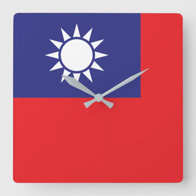Taiwan Flag Square Wall Clock | Zazzle