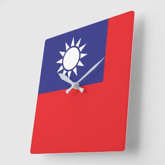 Taiwan Flag Square Wall Clock | Zazzle
