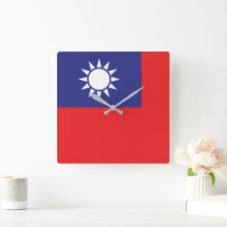 Taiwan Flag Square Wall Clock | Zazzle