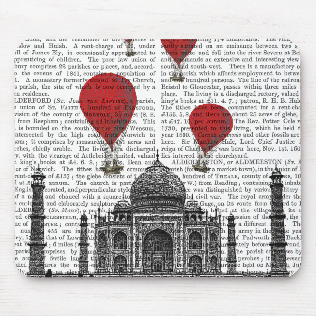 Taj Mahal and Red Hot Air Balloons Mouse Pad | Zazzle