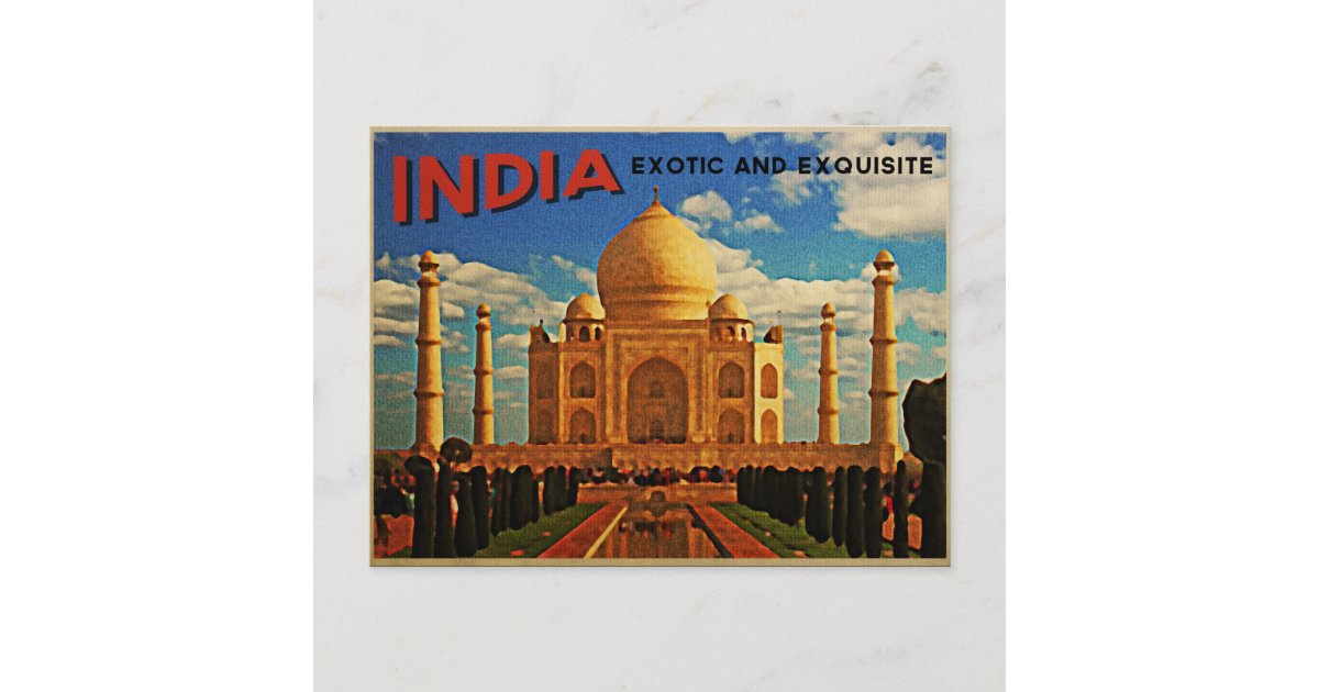 Taj Mahal India Vintage Postcard | Zazzle