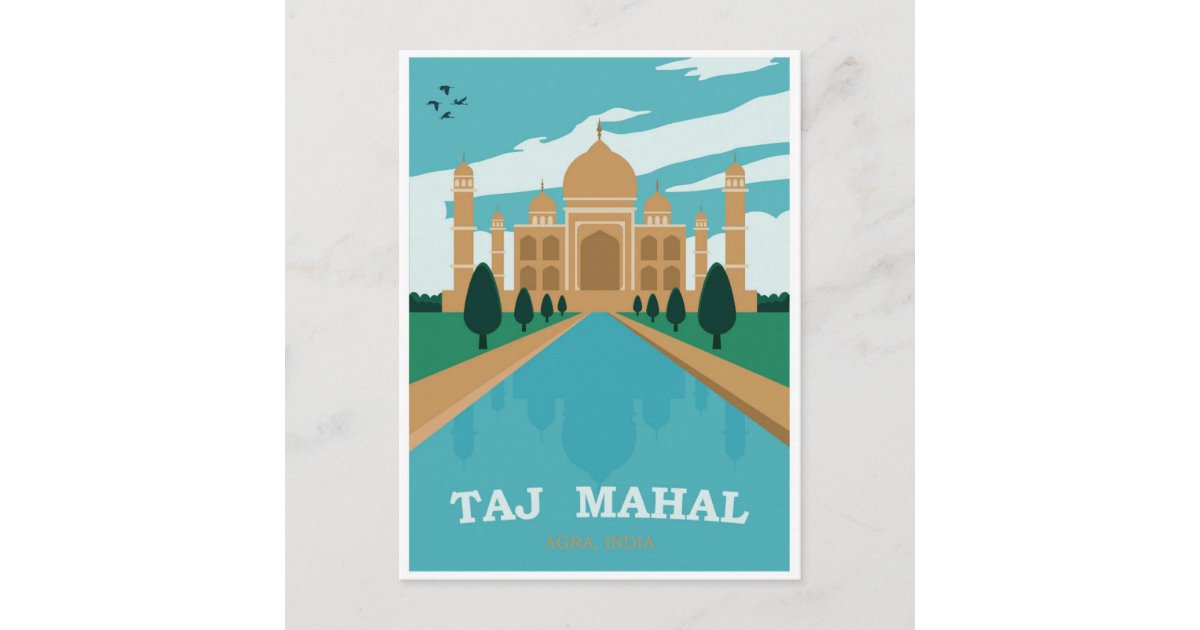 Taj Mahal India Vintage Travel Poster Postcard | Zazzle