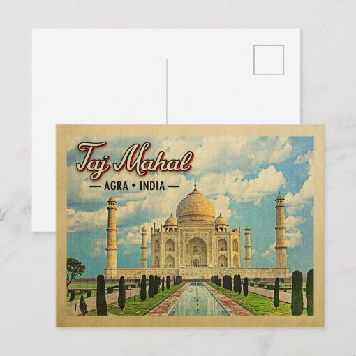 Taj Mahal Postcard Vintage Travel India | Zazzle