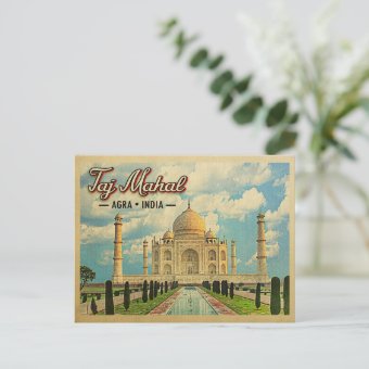 Taj Mahal Postcard Vintage Travel India | Zazzle