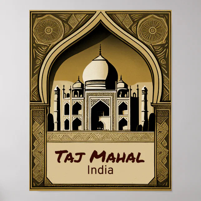 Taj Mahal Vintage Design Poster | Zazzle