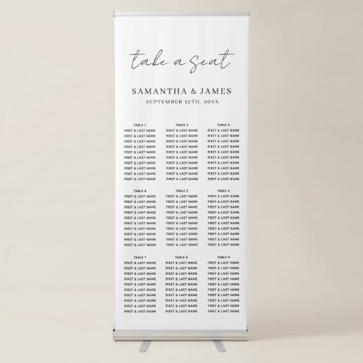 Take a Seat Stylish Wedding Seating Chart Retractable Banner | Zazzle