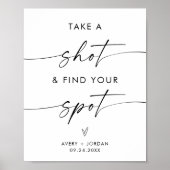 Take a Shot + Find Your Spot | Minimalist Wedding Poster | Zazzle