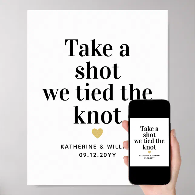 Take a Shot we Tied the Knot Custom Wedding Sign | Zazzle