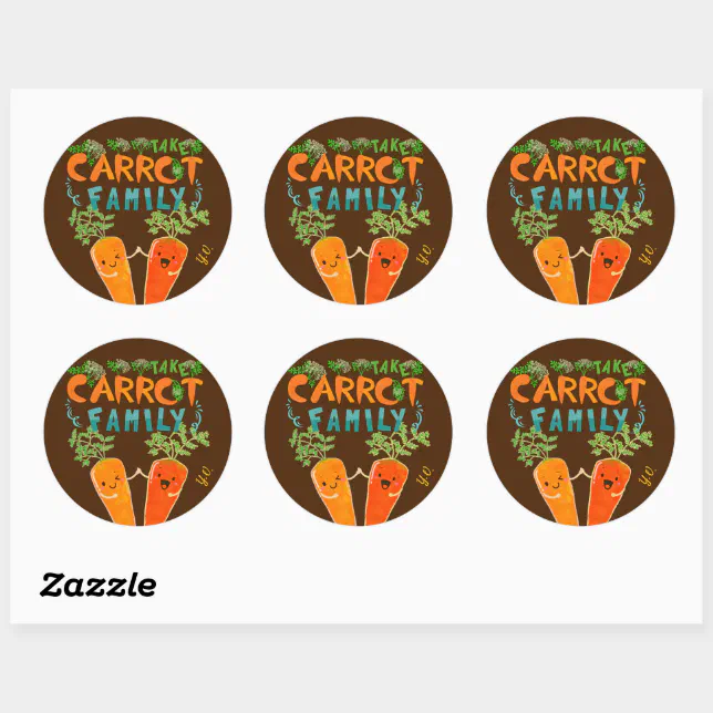 Take Carrot Family | Motivational Quote Pun Classic Round Sticker | Zazzle