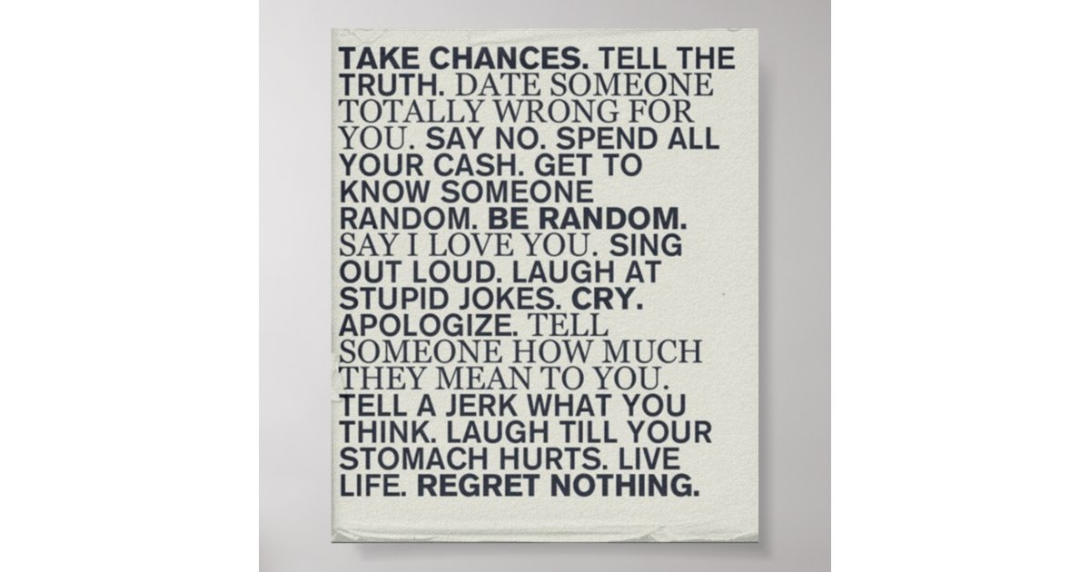 Take Chances Poster | Zazzle