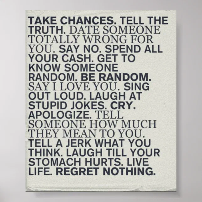 Take Chances Poster | Zazzle