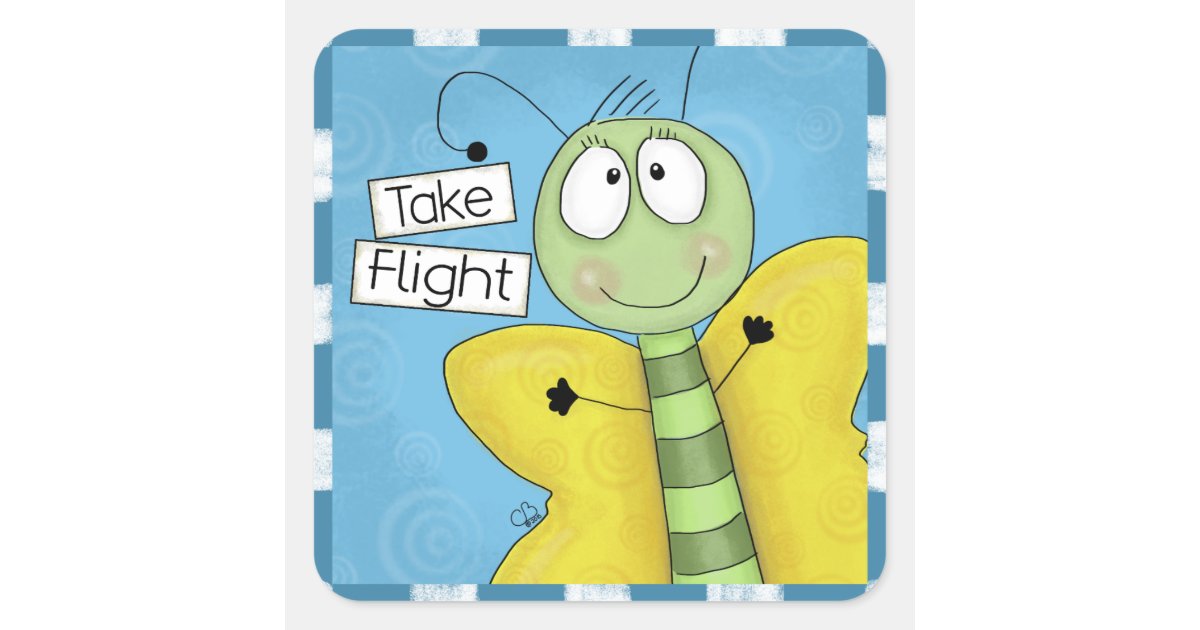 Take Flight Butterfly Square Sticker | Zazzle