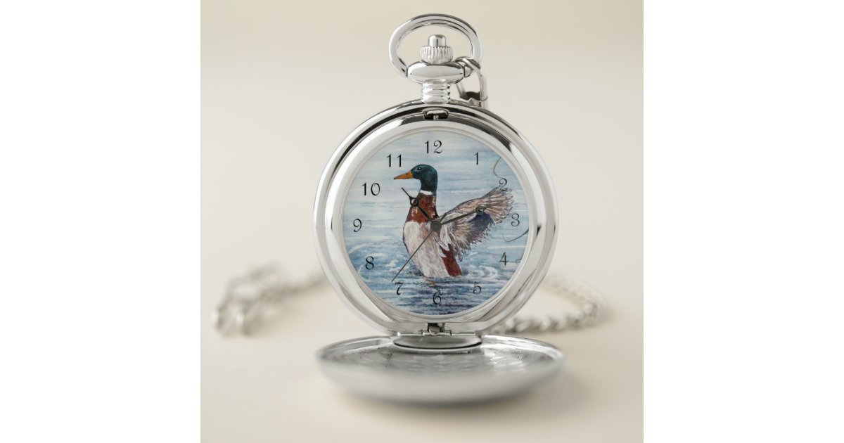 Take Off Duck Pocket Watch | Zazzle