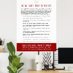 Take out emergency restaurant notice and new menu poster | Zazzle