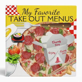 Take Out or Delivery Menus Binder | Zazzle