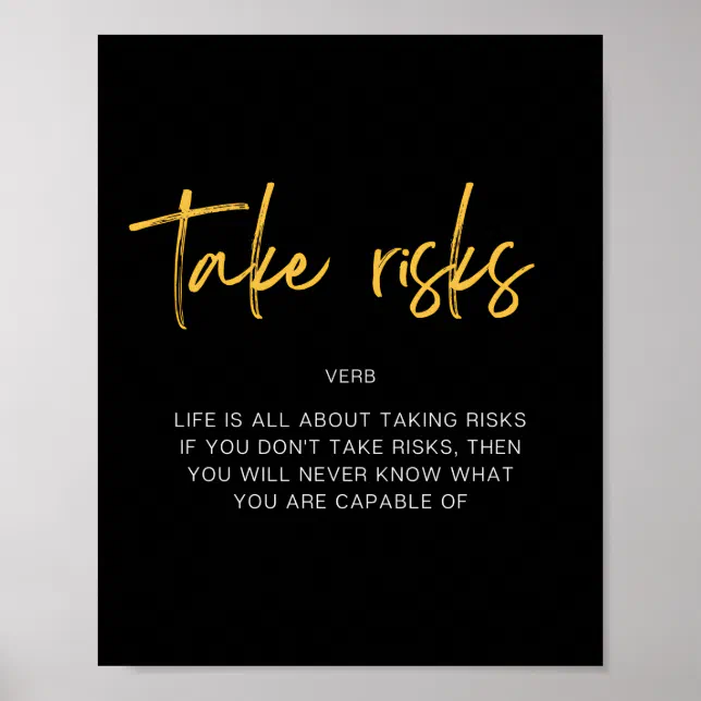 Take Risks Inspiring Quote Poster | Zazzle