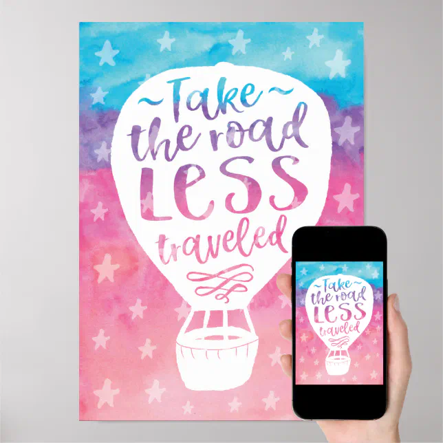 Take The Road Less Traveled Watercolor Quote Poster | Zazzle