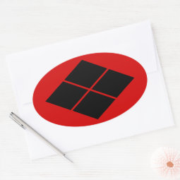 Takeda kamon Japanese samurai clan black on red Oval Sticker | Zazzle
