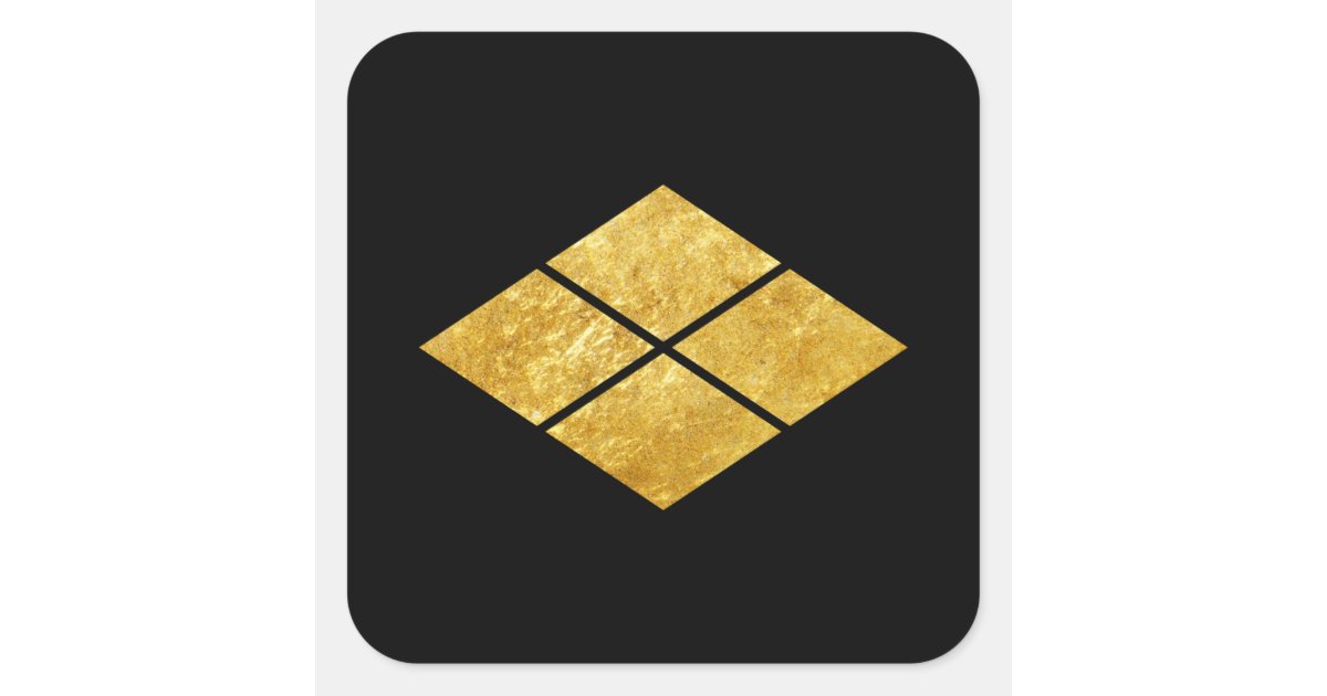 Takeda kamon Japanese samurai clan faux gold Square Sticker | Zazzle