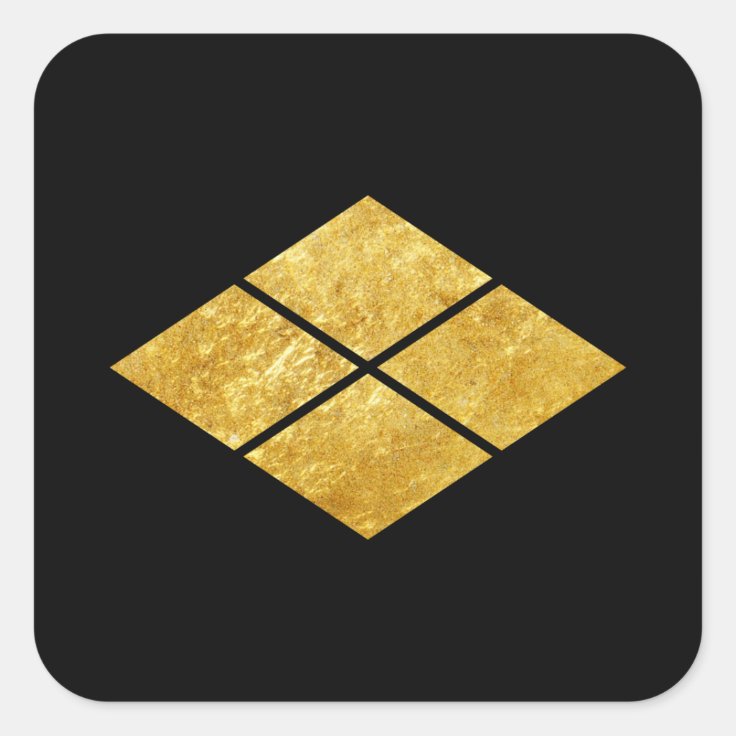 Takeda kamon Japanese samurai clan faux gold Square Sticker | Zazzle