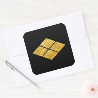 Takeda kamon Japanese samurai clan faux gold Square Sticker | Zazzle