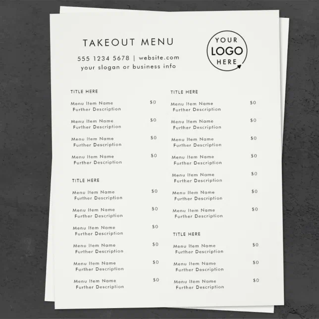 Takeout | Gray Logo Restaurant Takeaway Menu Flyer | Zazzle