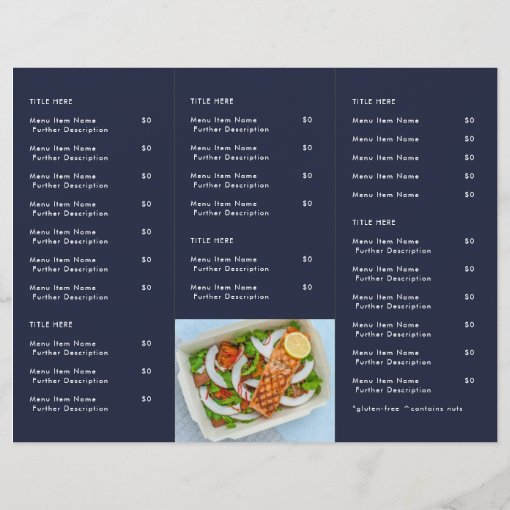 Takeout | Navy Blue Restaurant Photo Takeaway Menu | Zazzle