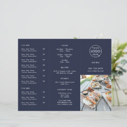 Takeout | Navy Blue Restaurant Photo Takeaway Menu | Zazzle