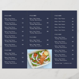 Takeout | Navy Blue Restaurant Photo Takeaway Menu | Zazzle