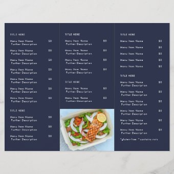 Takeout | Navy Blue Restaurant Photo Takeaway Menu | Zazzle