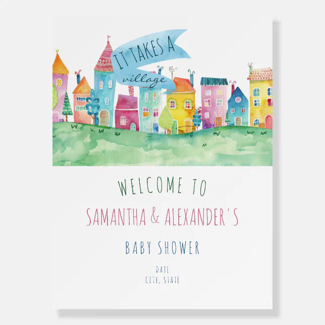 Takes Village Adoption Foster Baby Shower Welcome Foam Board | Zazzle