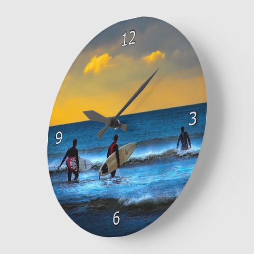 Taking the Last Surf Of The Day Large Clock | Zazzle