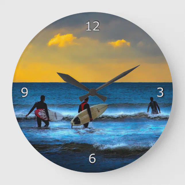 Taking the Last Surf Of The Day Large Clock | Zazzle
