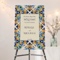 Talavera azulejo blue tile Mexican wedding welcome Foam Board | Zazzle