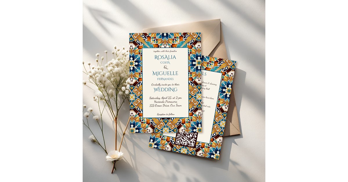 Talavera azulejo tile vintage Mexican wedding Invitation | Zazzle