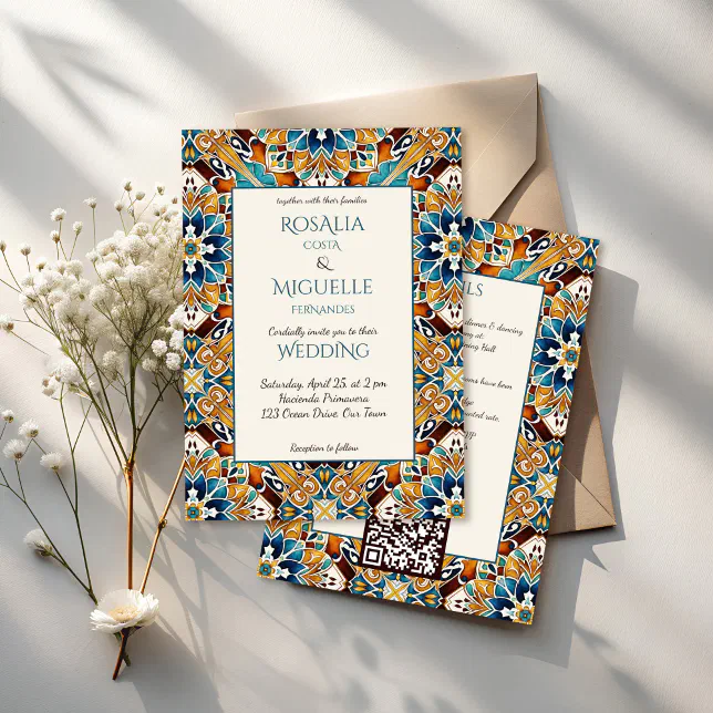 Talavera azulejo tile vintage Mexican wedding Invitation | Zazzle