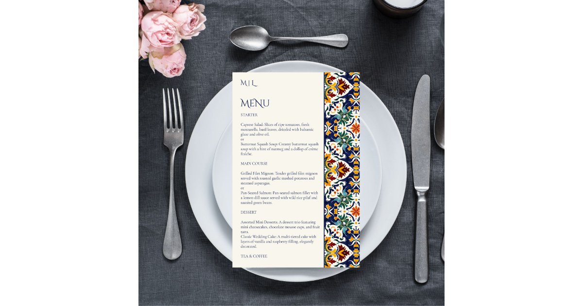 Talavera Fiesta Mexican Mediterranean theme menu | Zazzle