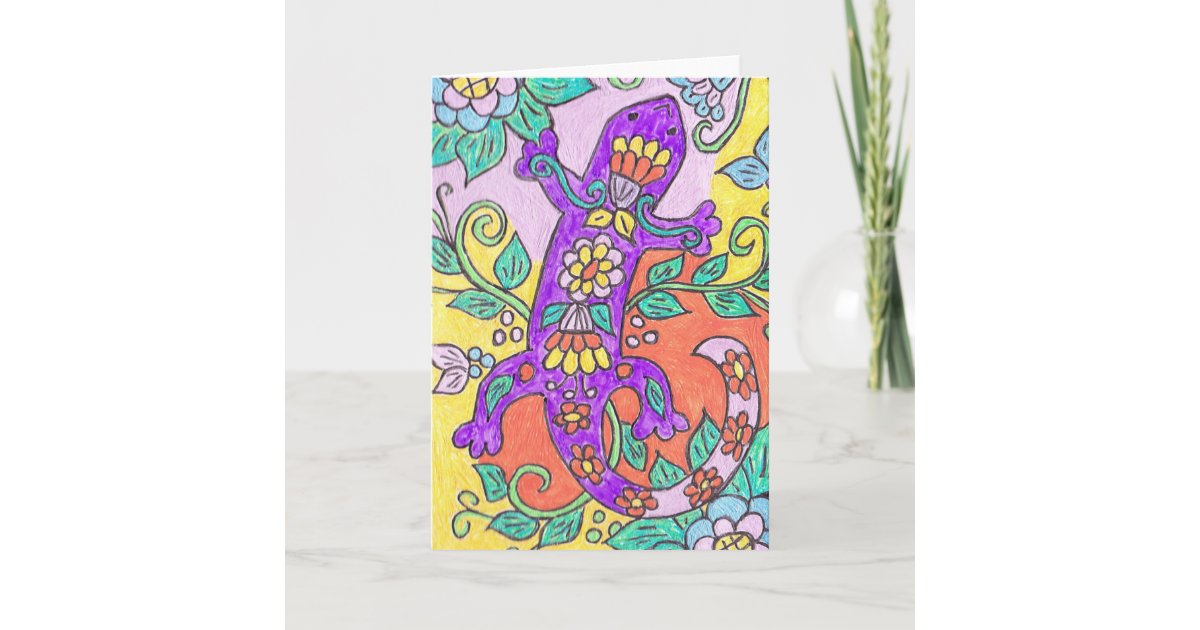Talavera Gecko Greeting Card | Zazzle